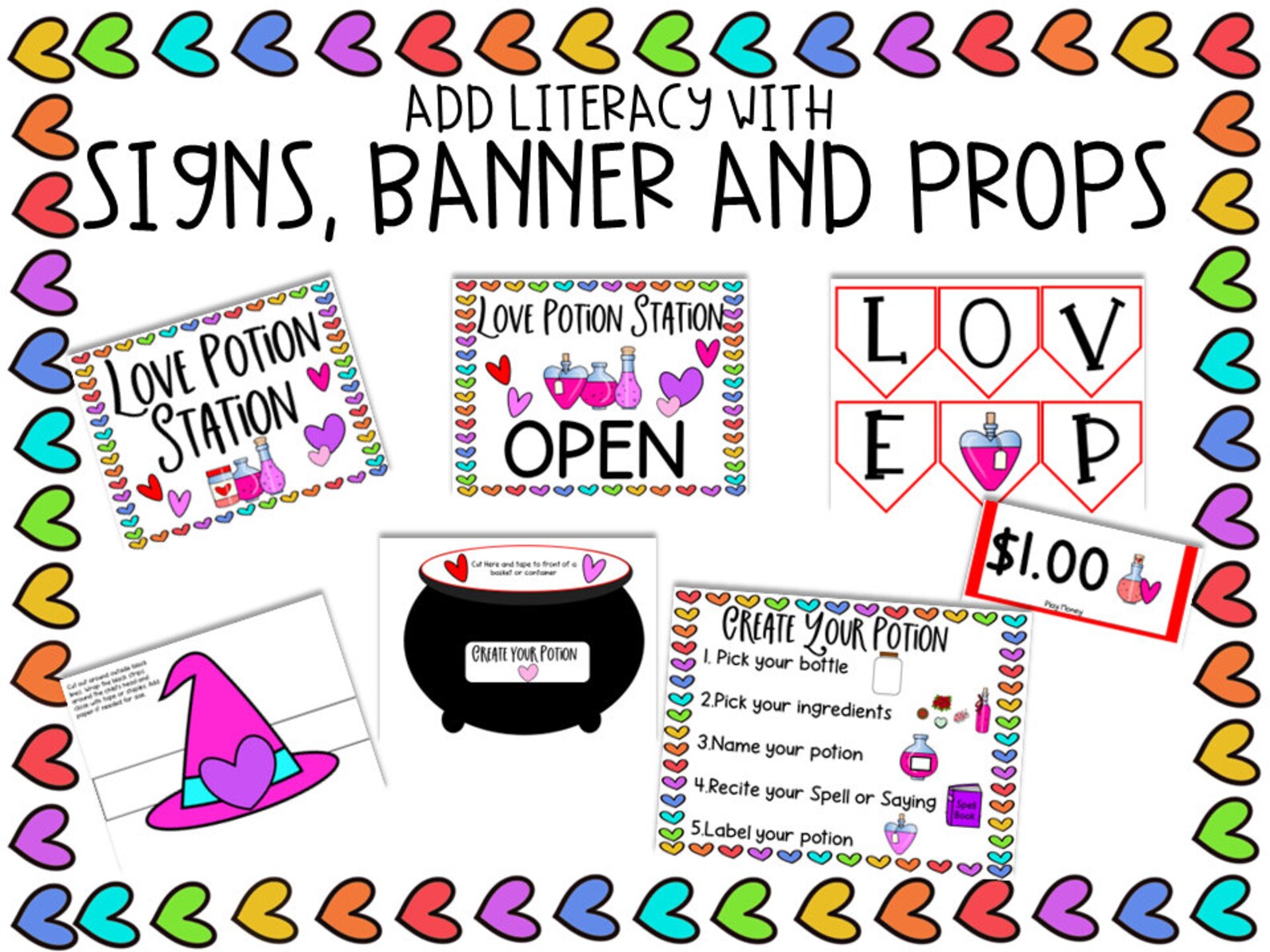 Love Potion Dramatic Play Set for Valentine's Day, Pretend Play for ...