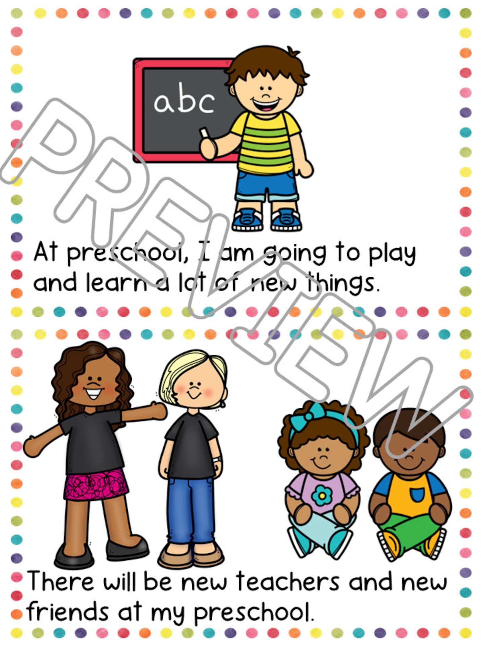 Starting Preschool Social Skills Story, Going to Preschool, First Day ...