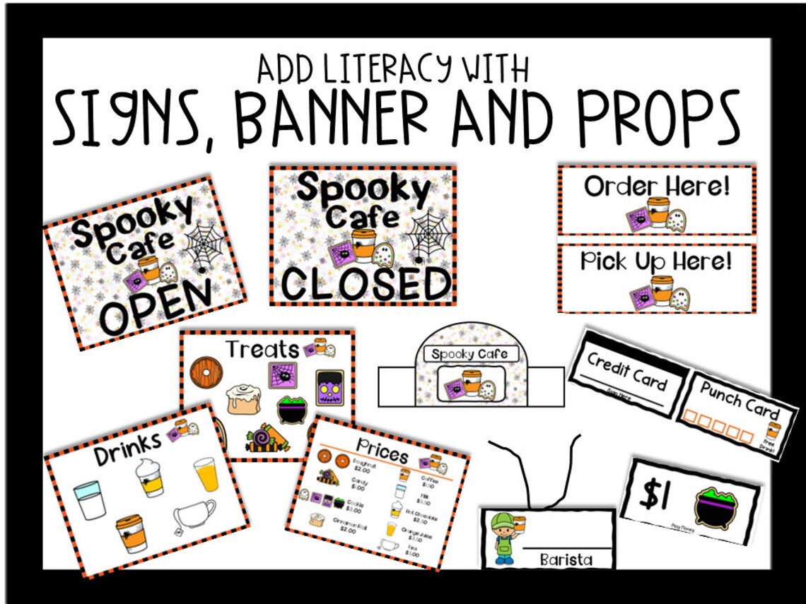Spooky Cafe Dramatic Play, Halloween Pretend Play Set, Preschool ...