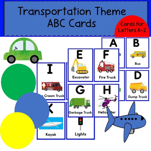 Printable Alphabet Cards Transportation Theme Alphabet ABC - Etsy