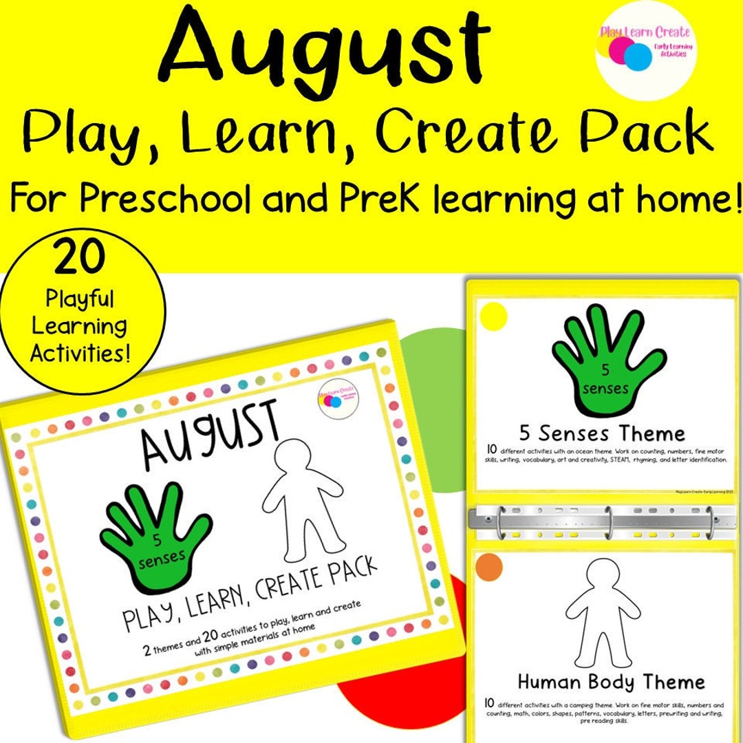 August Preschool Homeschool Learning Binder, 5 Senses Preschool, Human ...