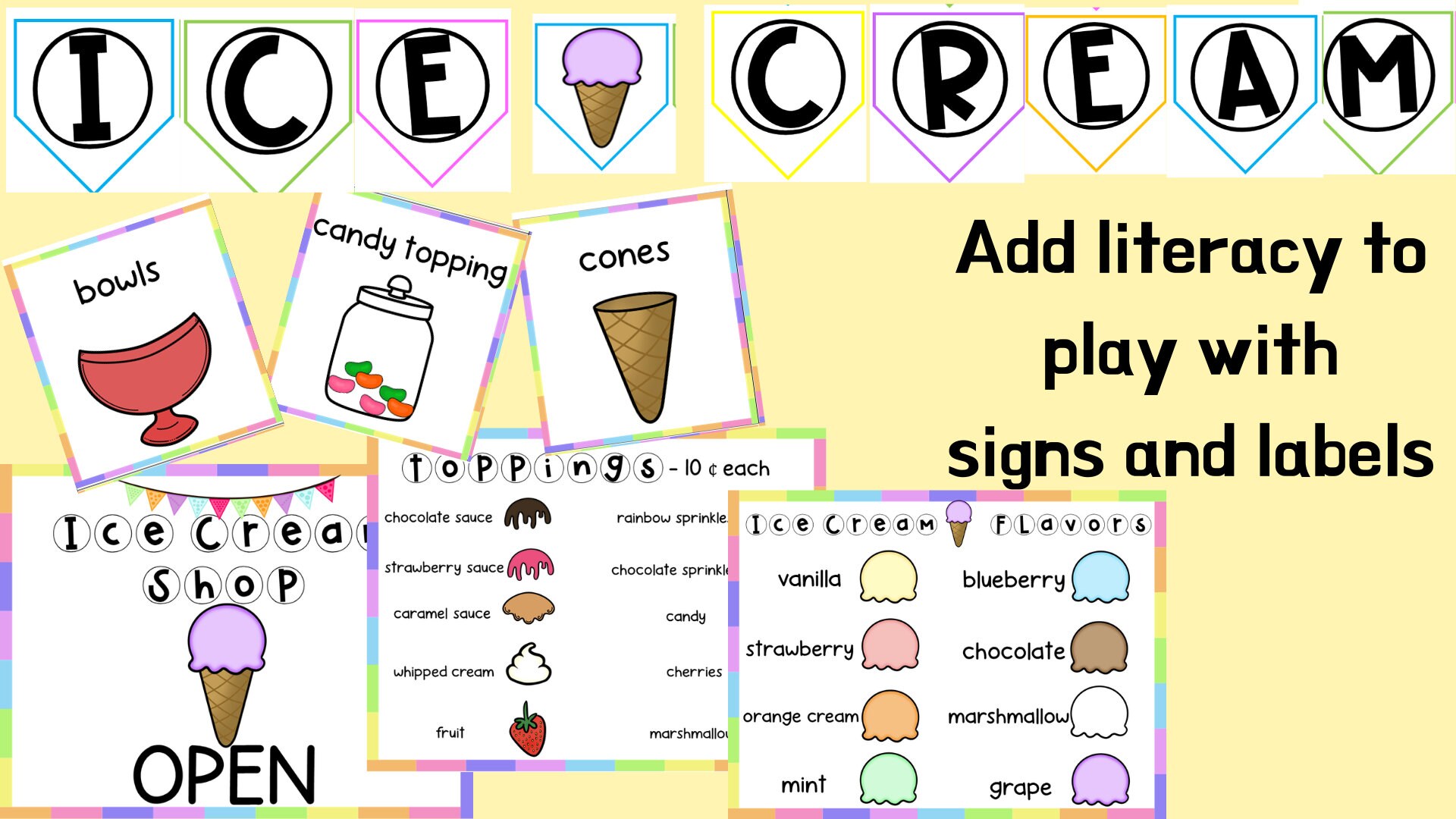 Ice Cream Dramatic Play Set, Pretend Play Ice Cream Shop, Preschool ...