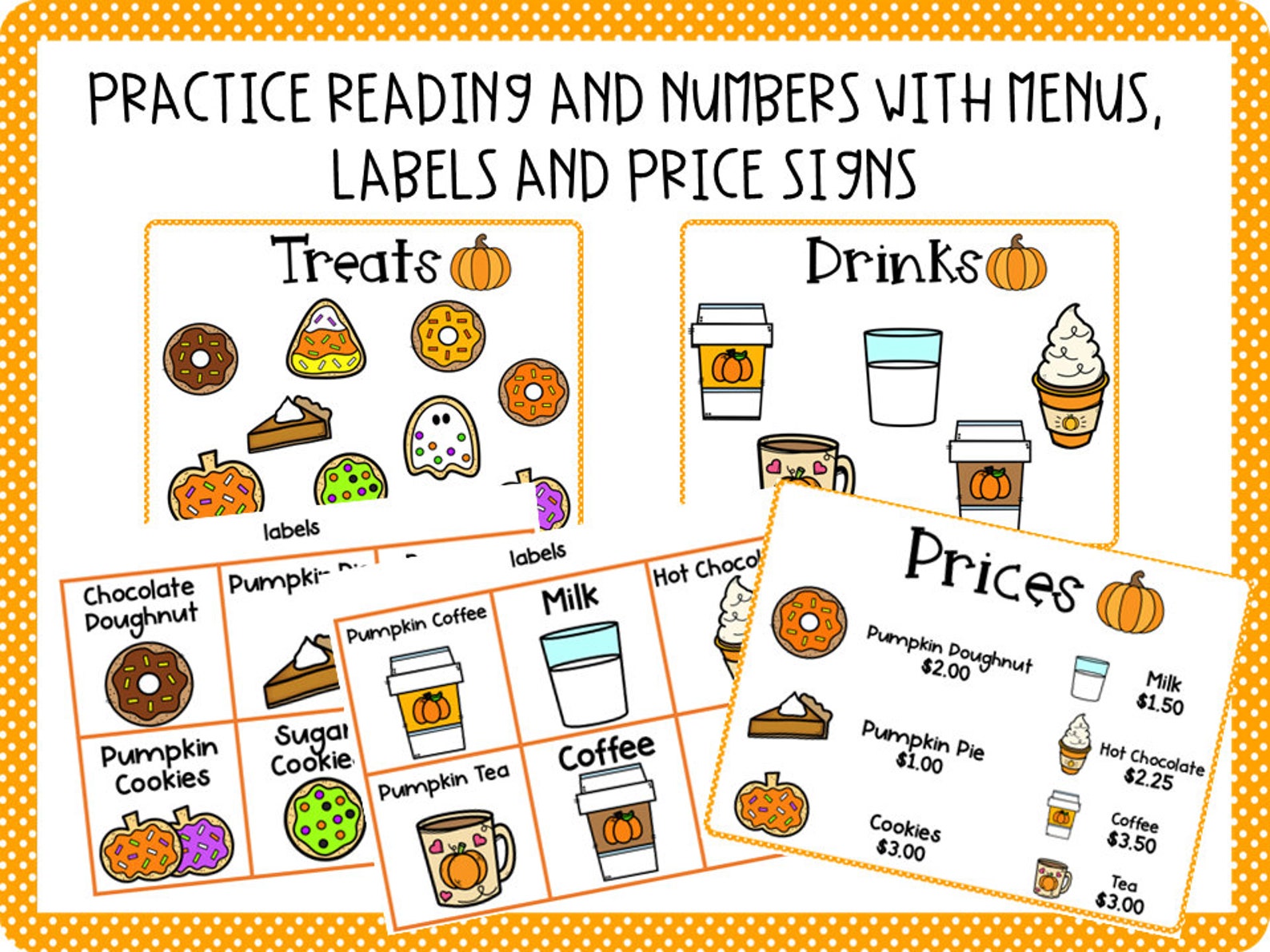 Pumpkin Cafe Dramatic Play Set, Halloween Dramatic Play, Coffee Shop ...