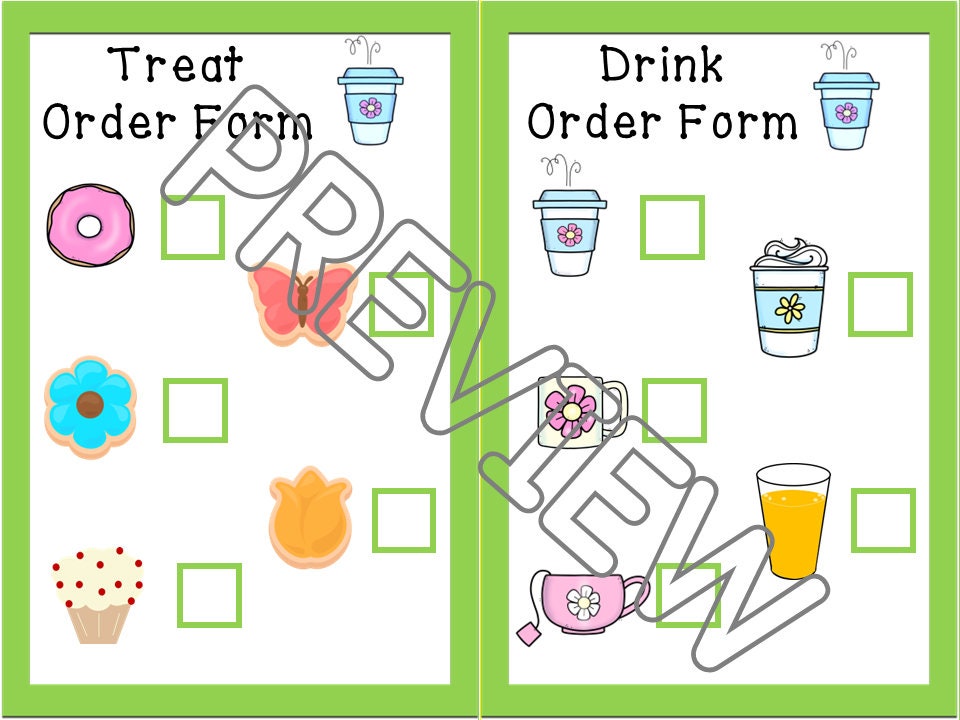 Spring Cafe Dramatic Play Set, Spring Pretend Play Set, Writing Set ...