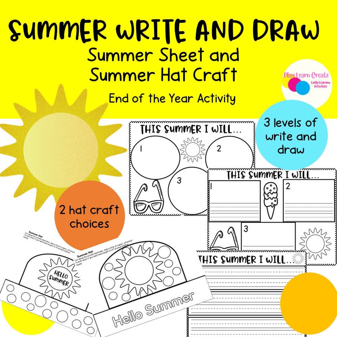 End of School Year Activity, Summer Writing, Summer Craft, Summer Hat ...
