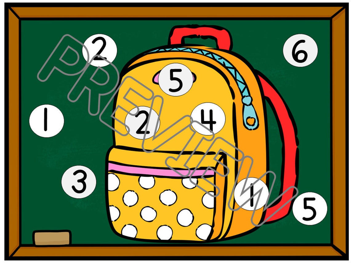 Back to School Math Game, Roll and Cover Math Game, Printable Preschool ...