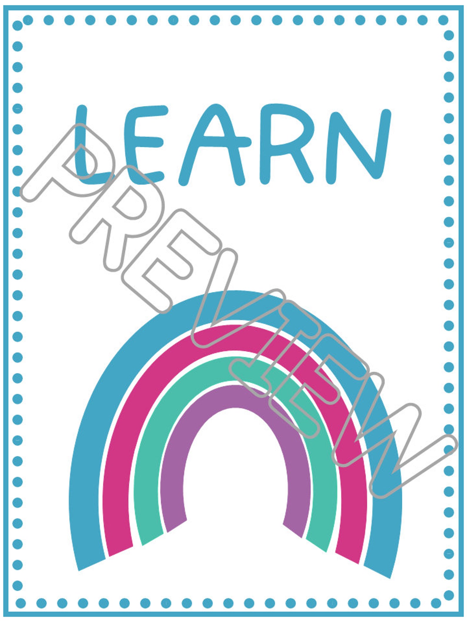 Printable Teal Rainbow Signs, Playroom Signs, Classroom Signs, Play ...