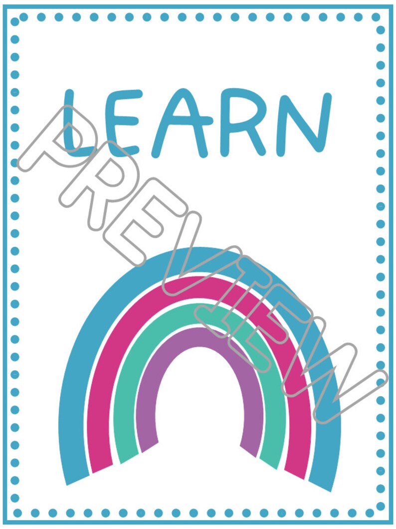 Printable Teal Rainbow Signs, Playroom Signs, Classroom Signs, Play ...