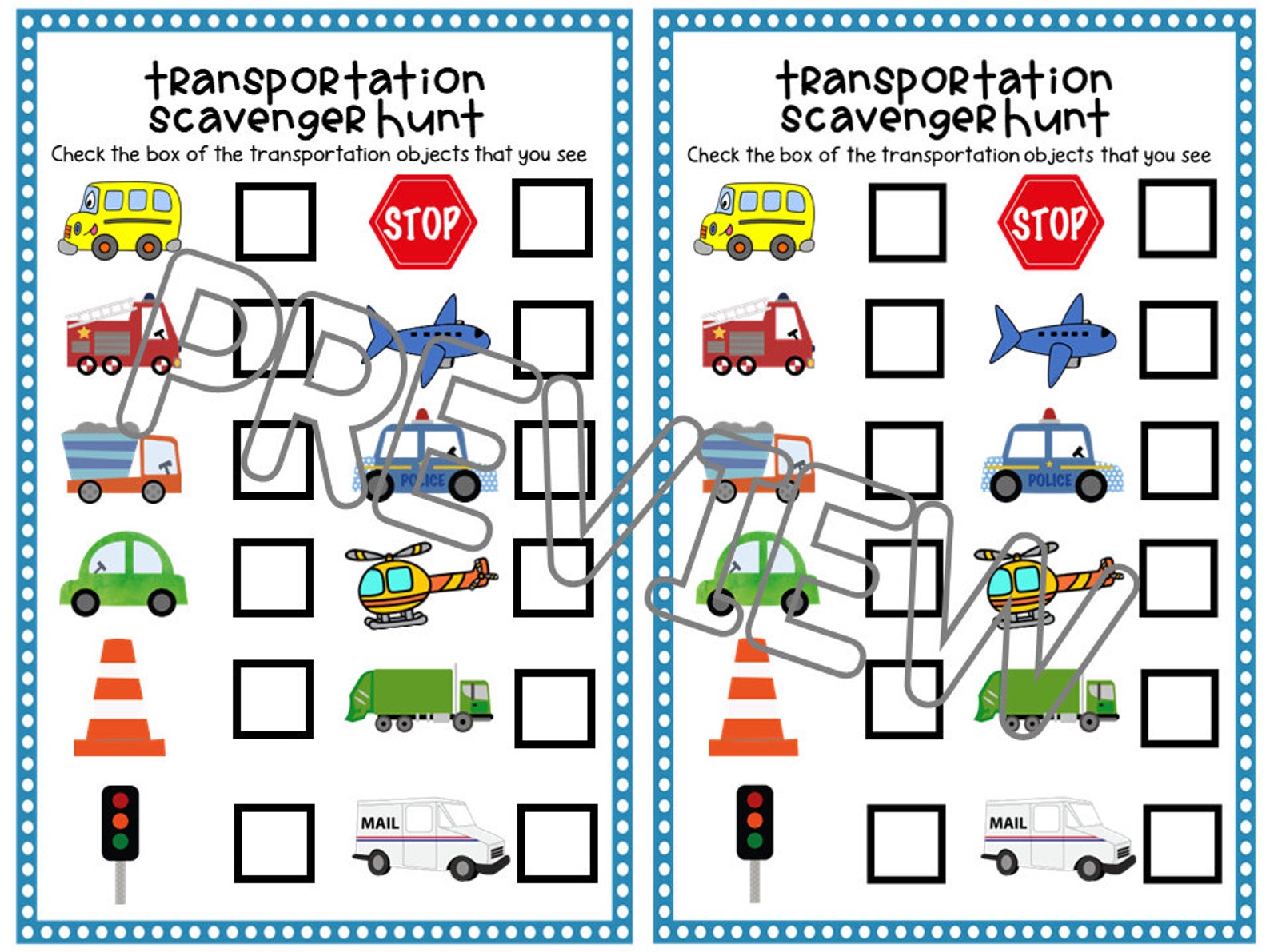 Printable Transportation Theme Activity, Vehicle Activities, Preschool ...