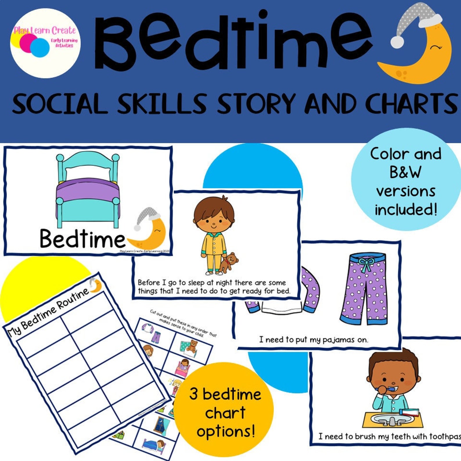 Bedtime Social Skills Story, Bedtime Routine Chart, Bedtime Visuals ...