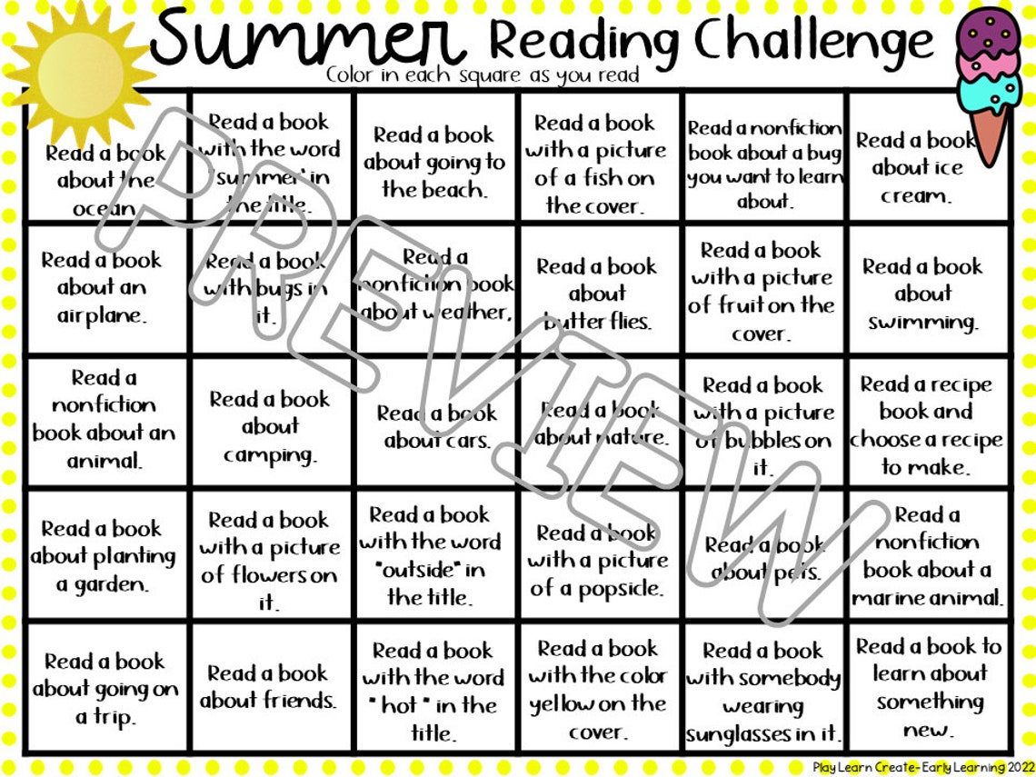 Summer Reading Challenge Printable Reading Log Printable - Etsy