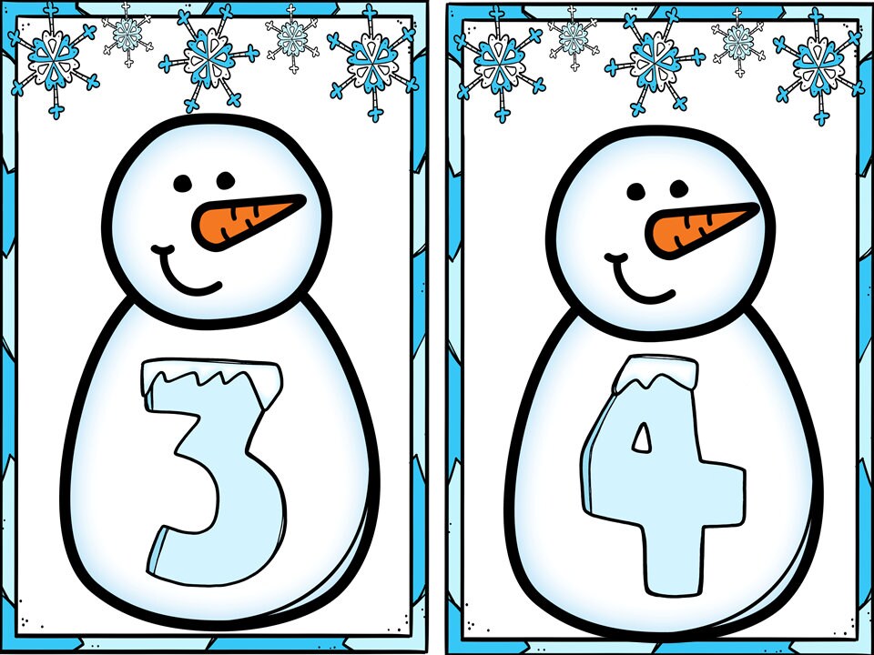 Winter Letter Cards, Winter Number Cards, Preschool Learning Activities ...