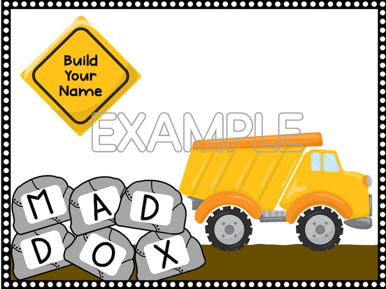 Editable Name Craft, Construction Theme Name Activity, Printable Name ...