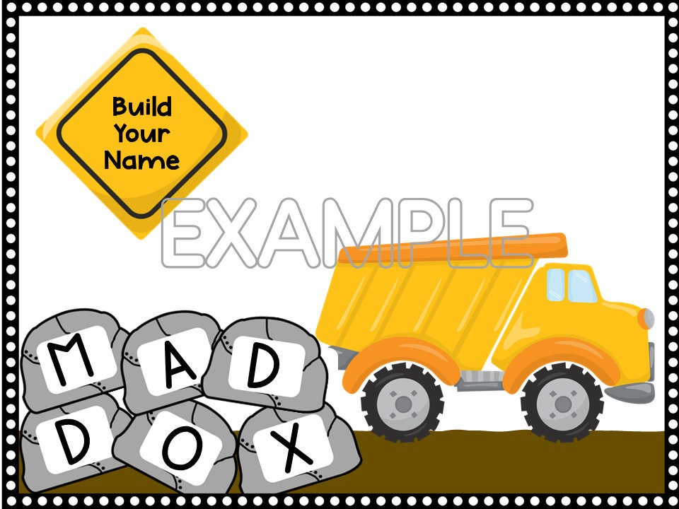 Editable Name Craft, Construction Theme Name Activity, Printable Name ...