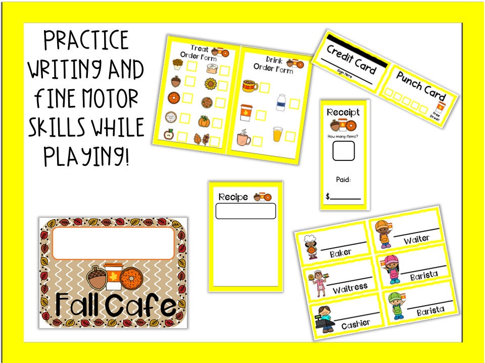 Fall Cafe Dramatic Play, Coffee Shop Dramatic Play, Fall Pretend Play ...