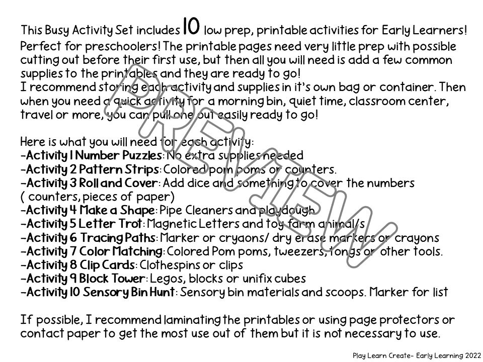 Fall Theme Busy Box Activities, Preschool Busy Box, Fall Busy Bag ...