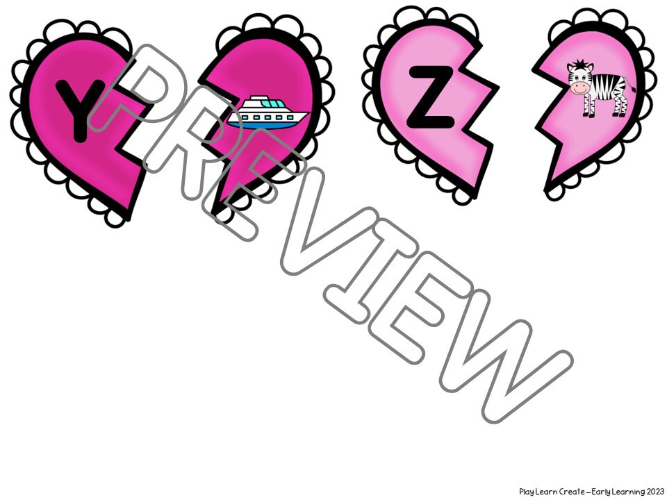 Printable Beginning Letter Sound Game, Heart Puzzles Game, Valentine's ...