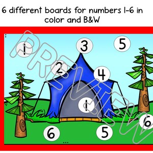 Printable Math Game for Preschool, Camping Theme Preschool, Camping ...