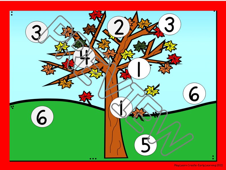 Fall Theme Math Game for Preschool, Roll and Cover Math Activity ...