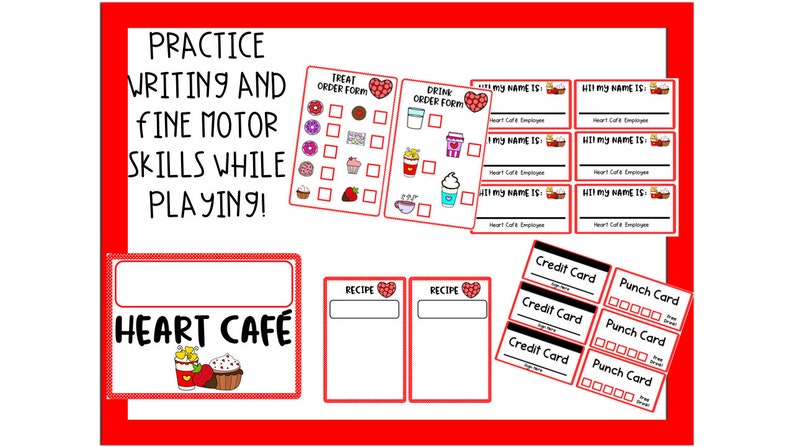 Valentine's Day Dramatic Play Set, Heart Cafe Play, Pretend Play Coffee ...