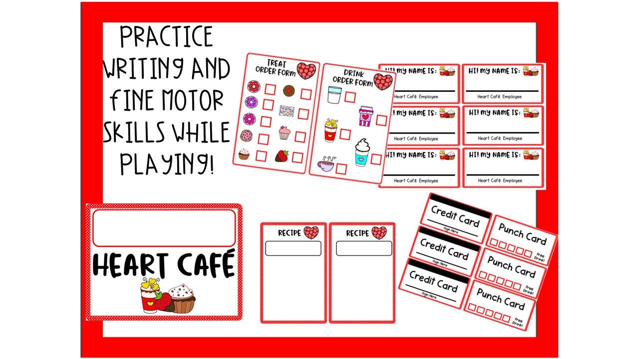 Valentine's Day Dramatic Play Set, Heart Cafe Play, Pretend Play Coffee ...
