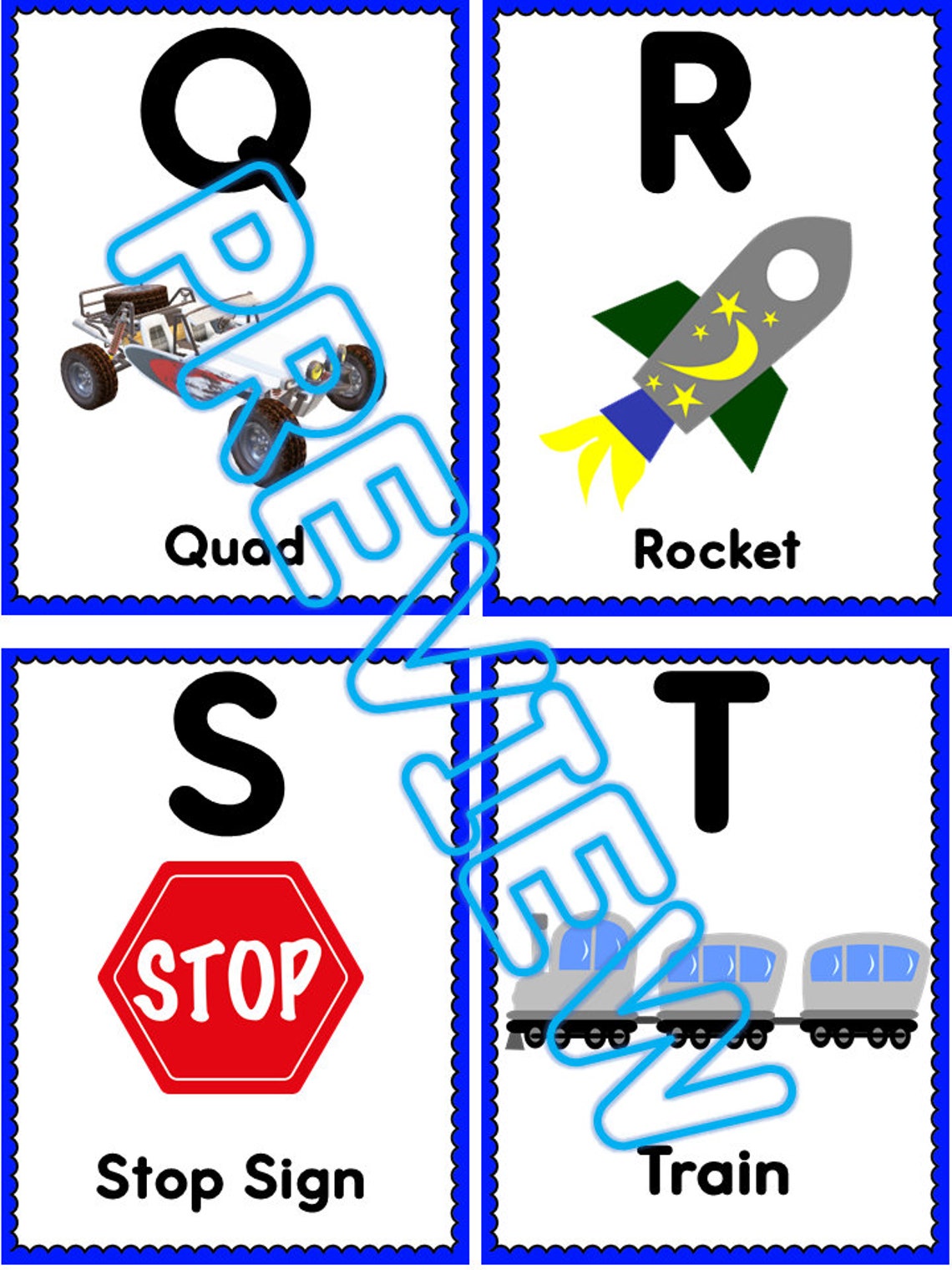 Printable Alphabet Cards, Transportation Theme Alphabet, ABC Cards ...