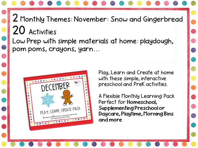 Preschool Monthly Subscription Binder, Preschool Workbook, December ...