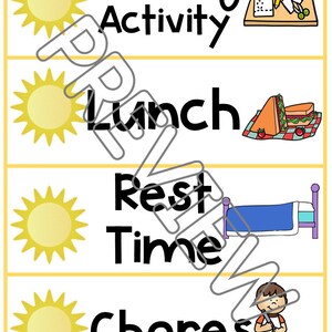 Printable Summer Picture Schedule Cards, Visual Schedule for Summer ...