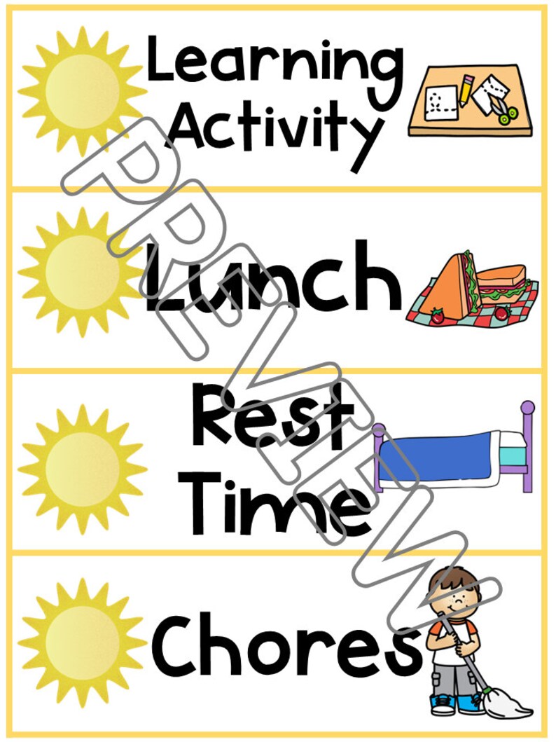 Printable Summer Picture Schedule Cards, Visual Schedule for Summer ...