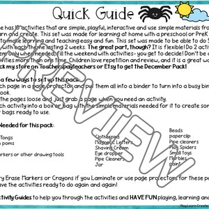November Preschool Learning Binder, Spider Theme, Weather Theme ...