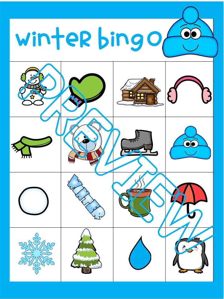 Winter Theme Bingo Game, Toddler Games, Preschool Games, Christmas ...