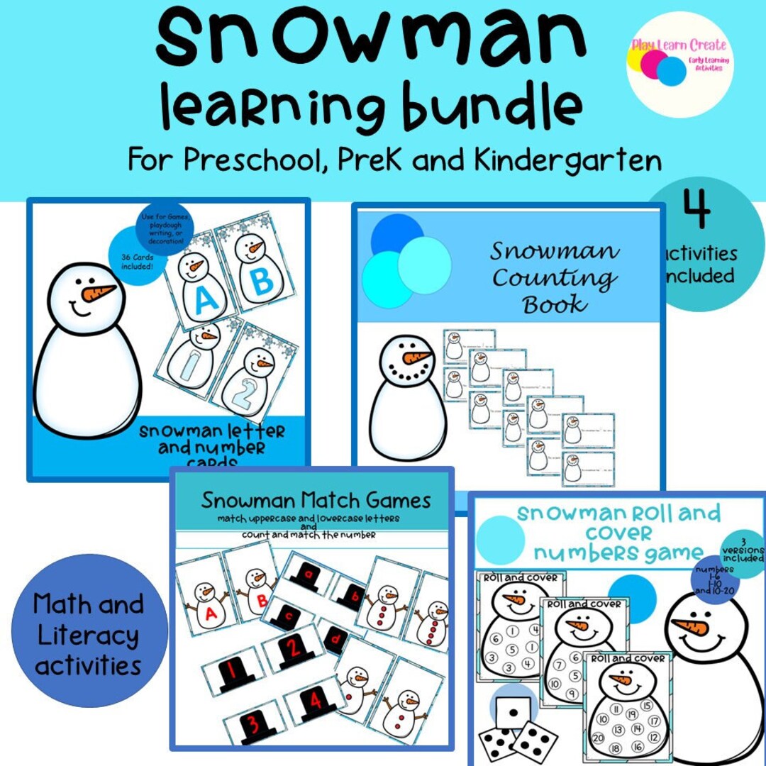 Winter Printables, Snowman Theme Preschool Bundle, Letter and Alphabet ...