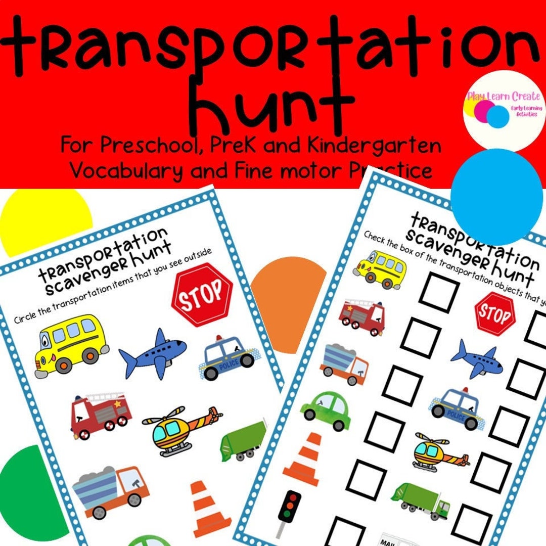Printable Transportation Theme Activity, Vehicle Activities, Preschool ...