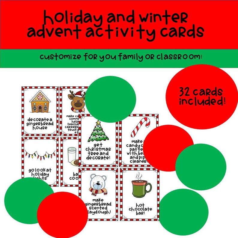 Christmas Countdown Activity Cards, Advent Calendar Activities ...