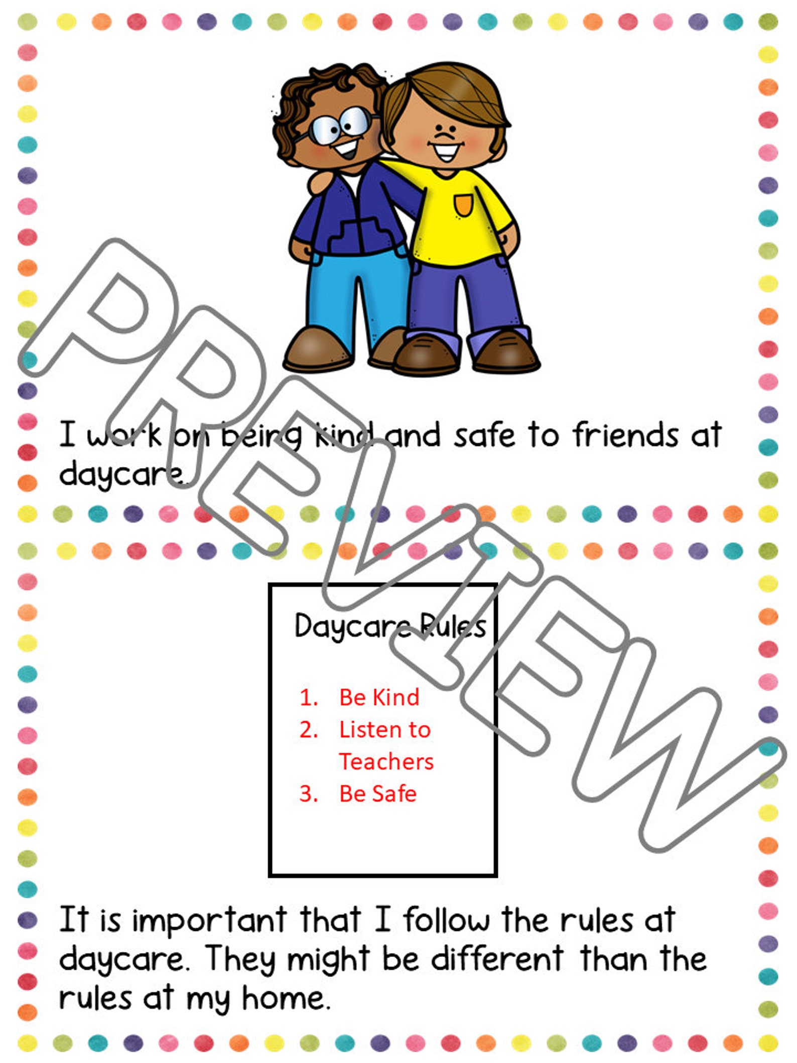 Going to Daycare Social Skills Story, Printable Social Skills Story ...