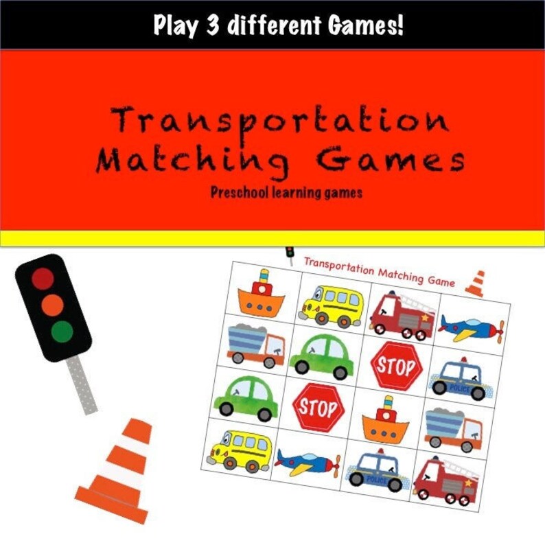 Vehicle Matching Game, Transportation Theme, Vehicle Theme, Preschhol ...