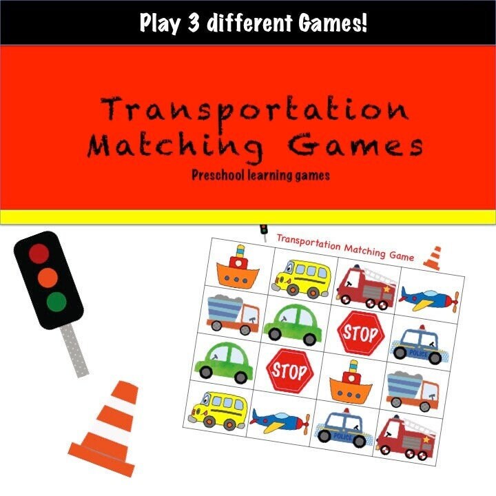 Vehicle Matching Game, Transportation Theme, Vehicle Theme, Preschhol ...