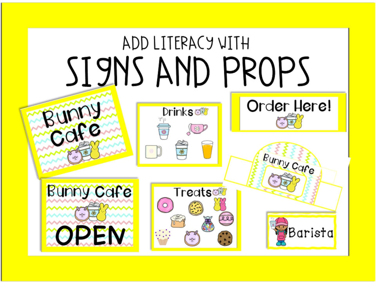 Bunny Cafe Dramatic Play Set, Easter Pretend Play Set, Printable Play ...