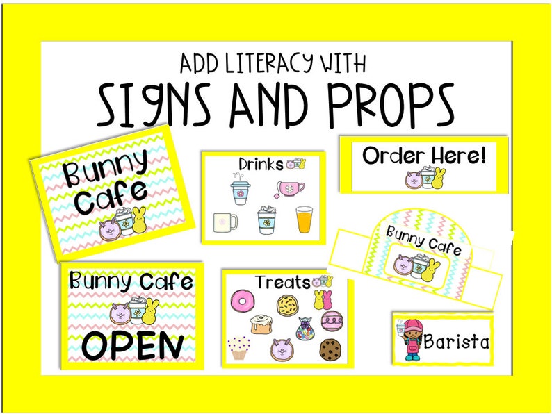 Bunny Cafe Dramatic Play Set, Easter Pretend Play Set, Printable Play ...