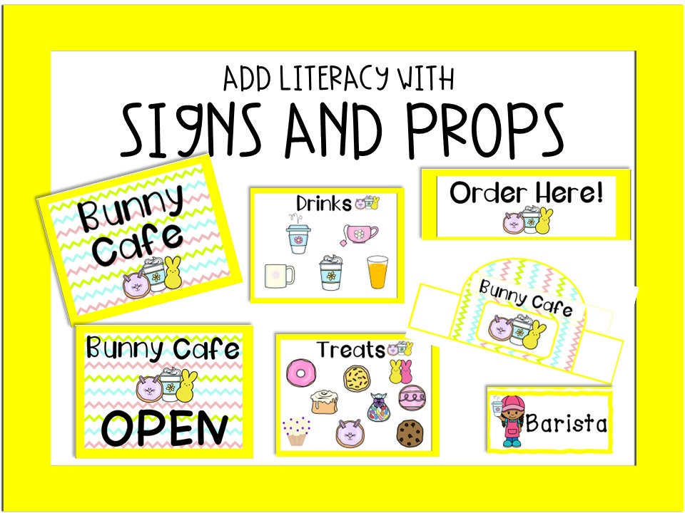 Bunny Cafe Dramatic Play Set, Easter Pretend Play Set, Printable Play ...