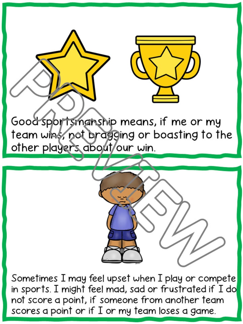 Good Sportsmanship Social Skills Story, Playing Sports Social Skills ...