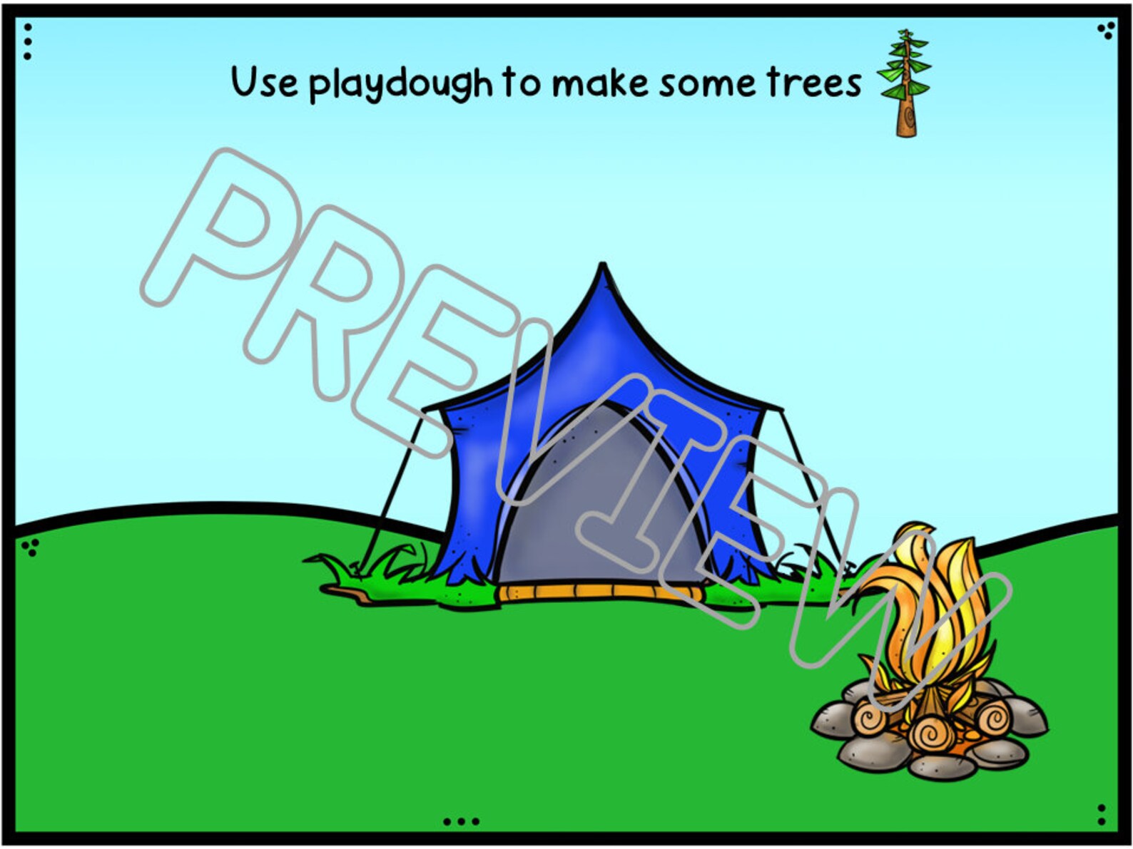 Camping Theme Playdough Mat, Camping Theme Learning, Camping Theme ...