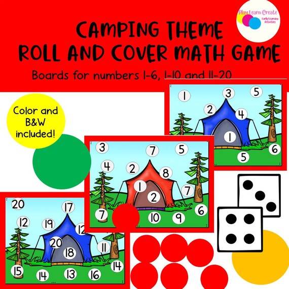Printable Math Game for Preschool Camping Theme Preschool - Etsy