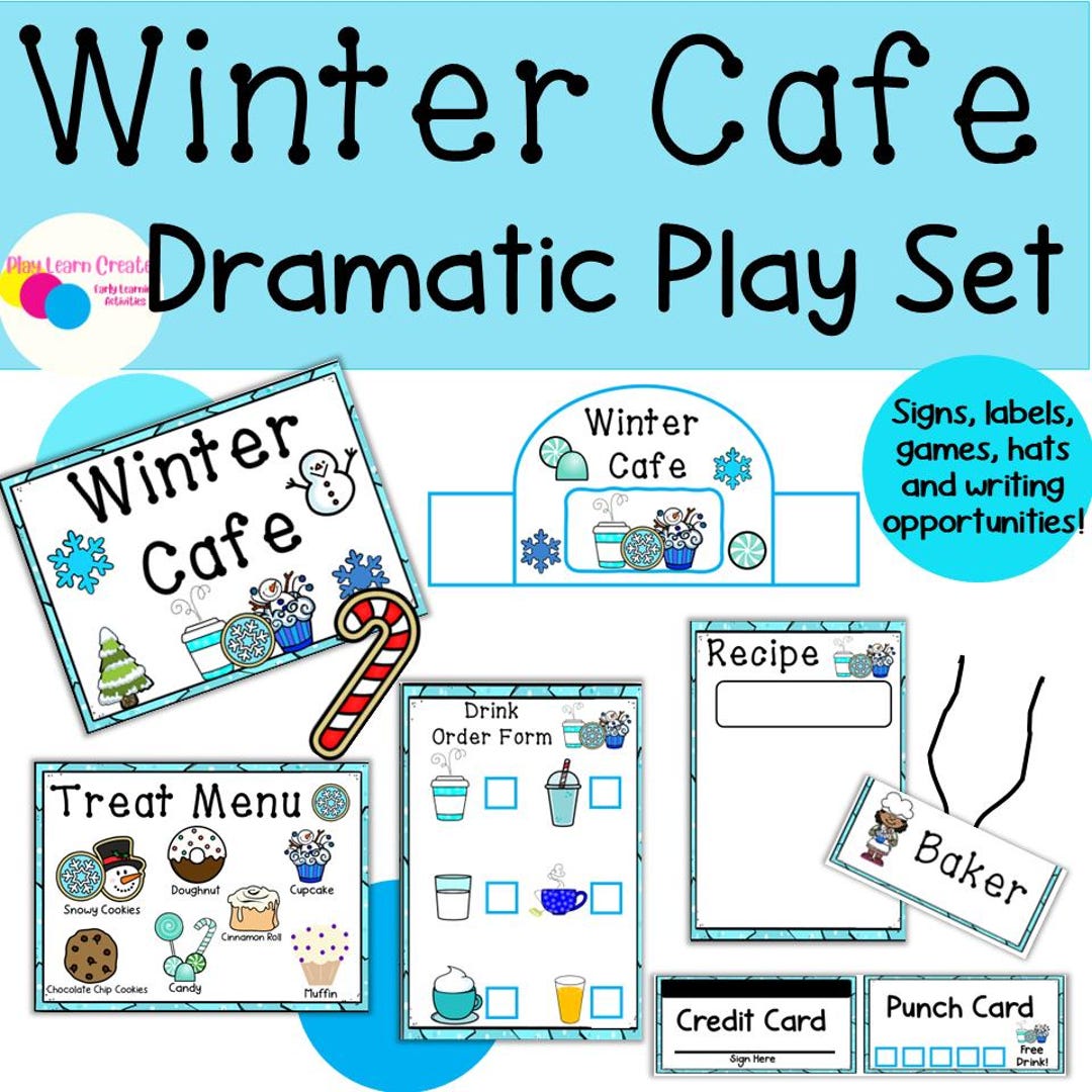 Winter Cafe Printable Dramatic Play Set, Winter Play Set - Etsy