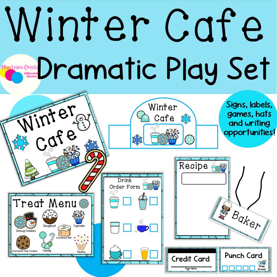 Winter Cafe Printable Dramatic Play Set, Winter Play Set - Etsy