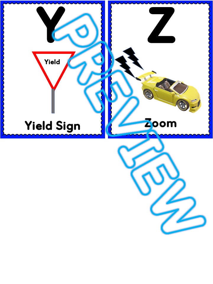 Printable Alphabet Cards, Transportation Theme Alphabet, ABC Cards ...