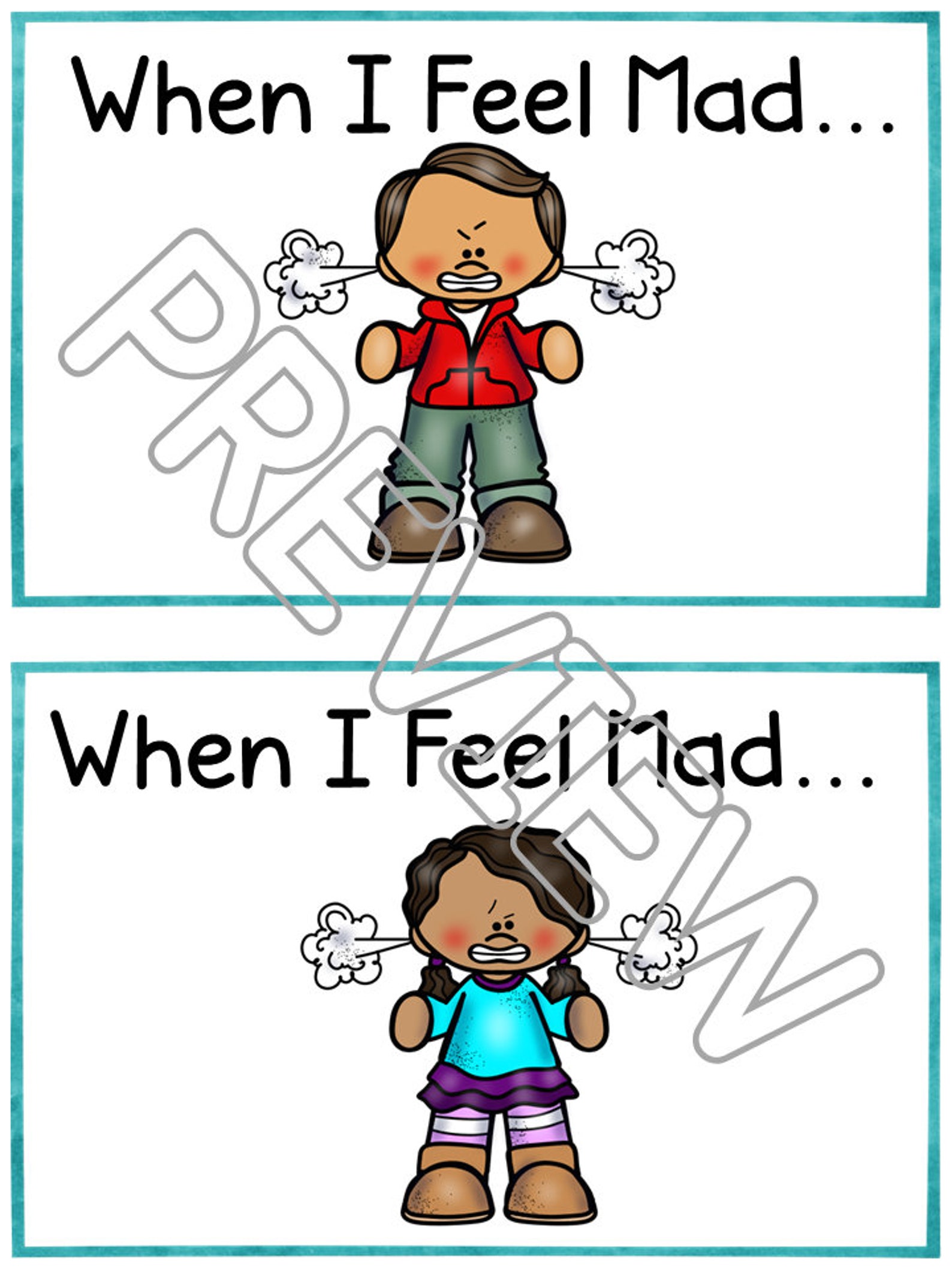 Printable Social Skills Story for Preschool, Feeling Mad, Calming ...