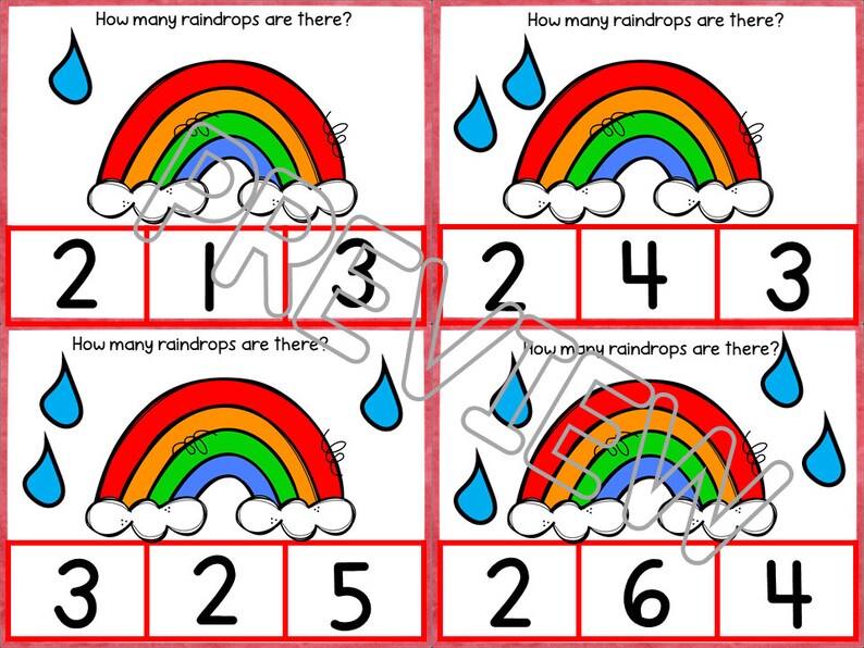 Rainbow, Spring Task Cards, Number Printables Activities, Preschool ...
