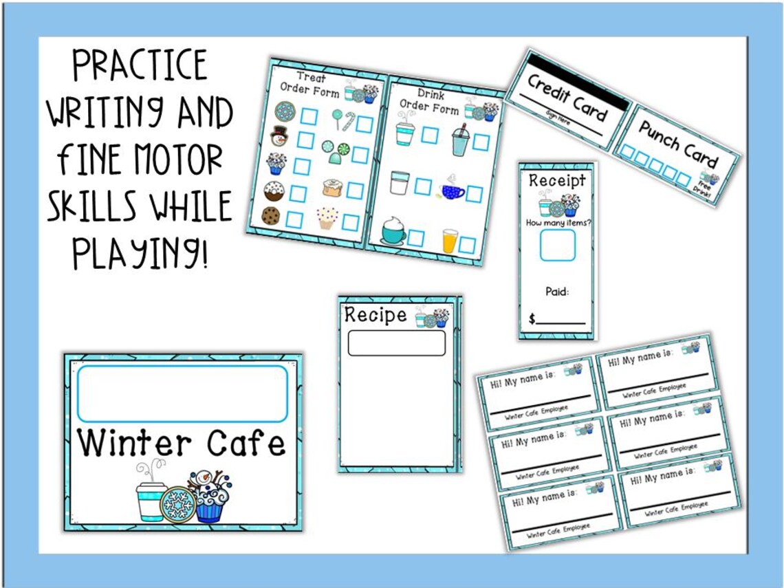 Winter Cafe Printable Dramatic Play Set, Winter Play Set - Etsy