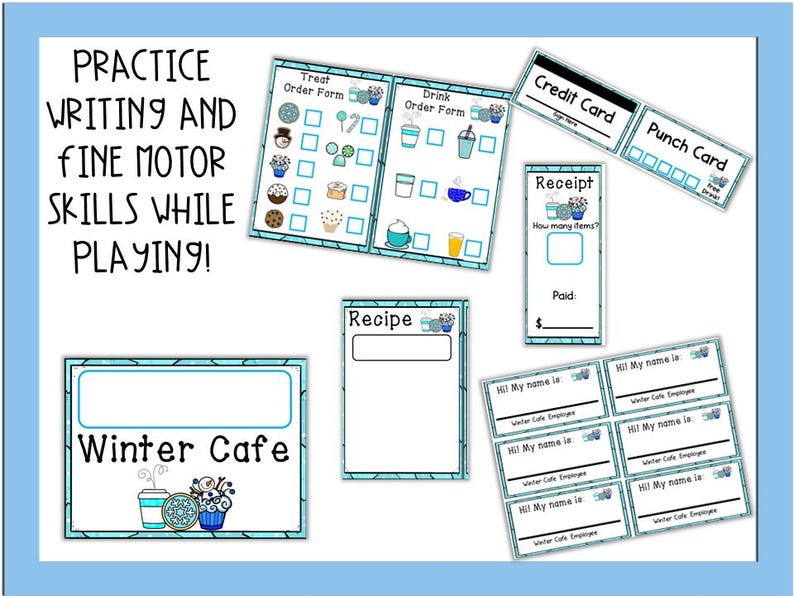 Winter Cafe Printable Dramatic Play Set, Winter Play Set - Etsy